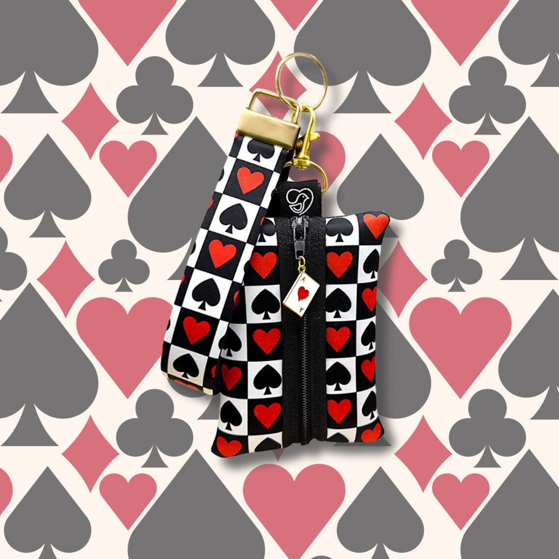 Playing Card Charm Pouch, Ace of Spades or Ace of Hearts Charm, Playing ...