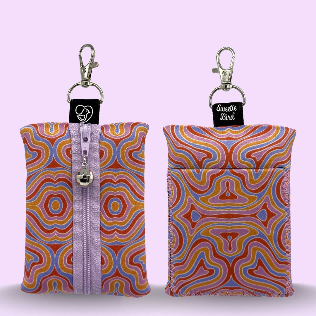 Groovy Pink Pop Art Pouch With Charm, Double Sides Functional ...