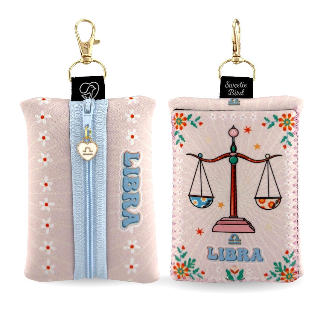 Libra Zodiac Neoprene Zipper Pouch: Astrology Mini Wallet With Clip - Etsy