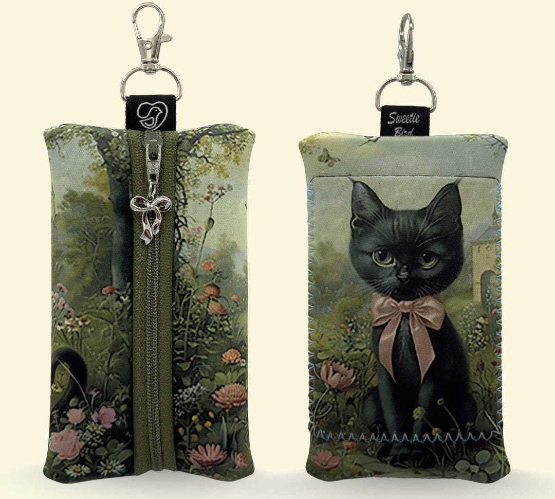 Black Cat Zipper Pouch With Pocket Bow Charm Dark Coquette Aesthetic ...