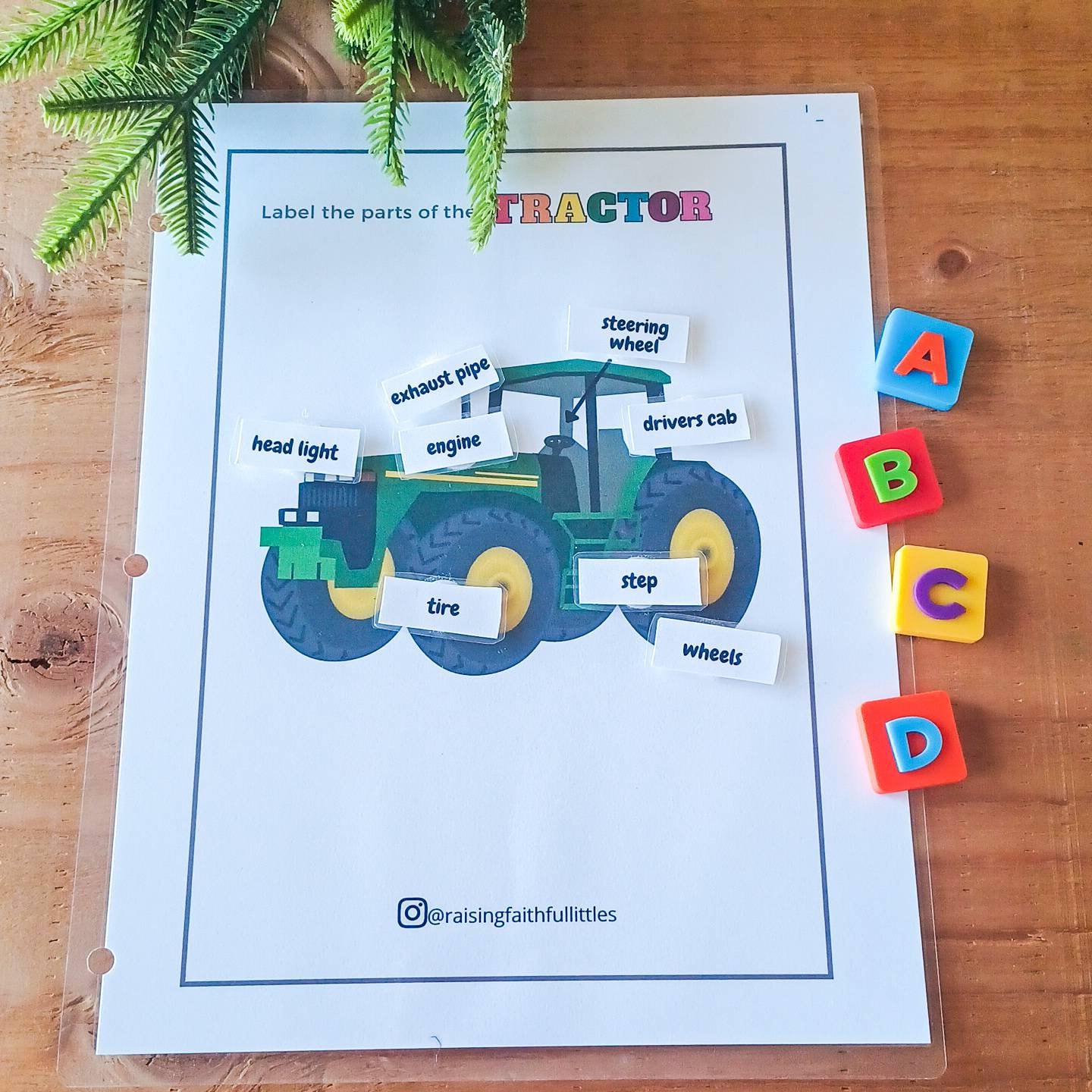 Toddler Label the Parts of the Tractor Place Mat Activity | Busy Binder ...