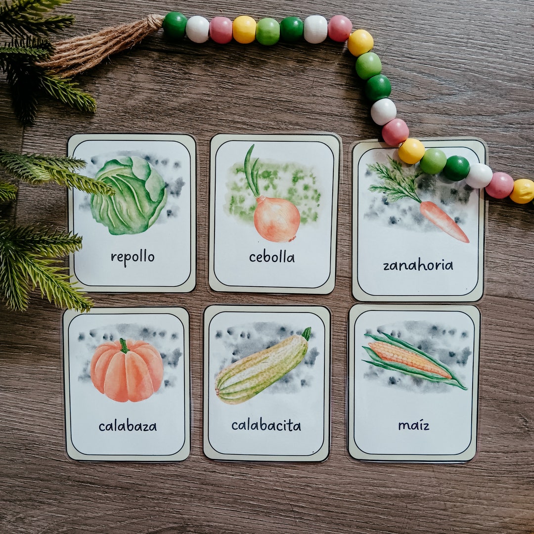 Spanish Vegetables Vocabulary Cards | Bilingual Montessori Inspired - Etsy