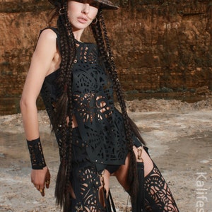 Leather Vest Burning Man Steampunk Rave Outfit Futuristic Outfit ...