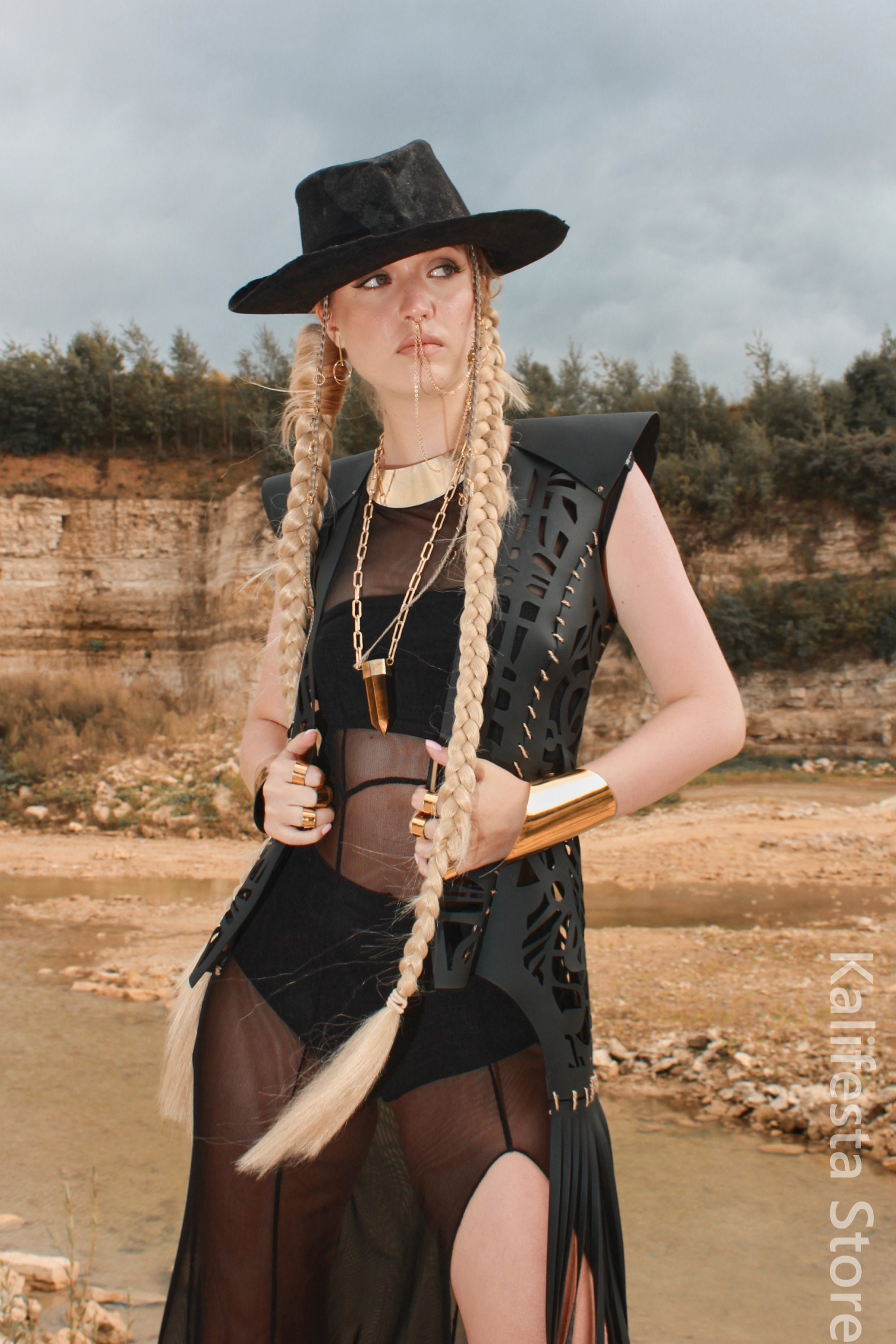 Leather Vest Burning Man Steampunk Rave Outfit Futuristic Outfit ...