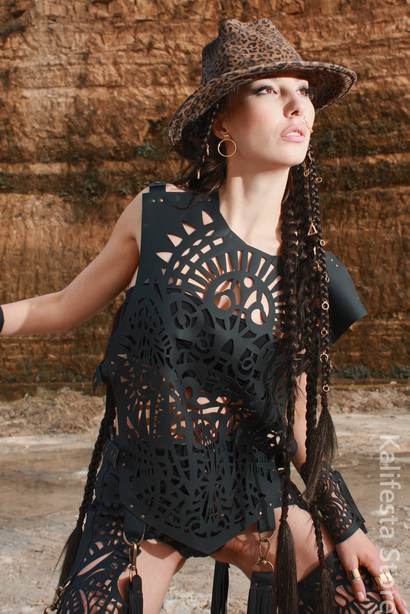 Leather Vest Burning Man Steampunk Rave Outfit Futuristic Outfit ...