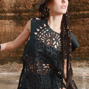 Leather Vest Burning Man Steampunk Rave Outfit Futuristic Outfit ...