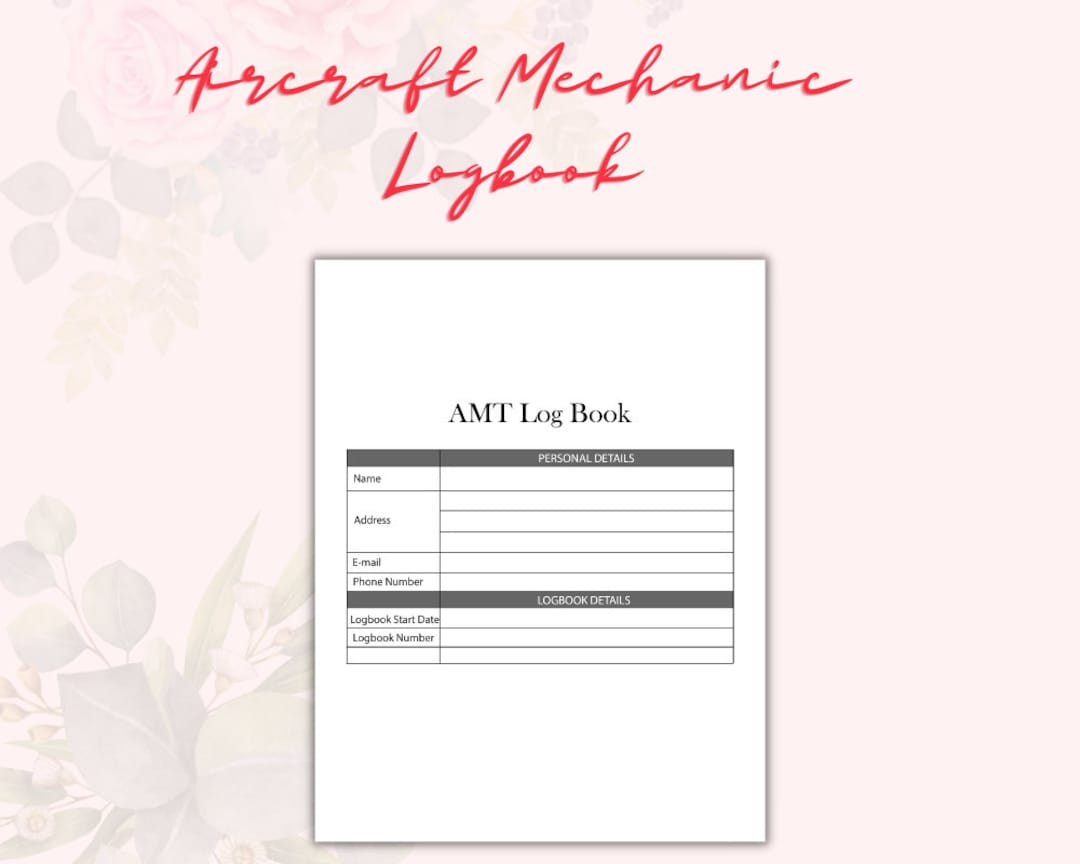 Aircraft Mechanic Logbook, Aircraft Mechanic Gift, Aviation Book ...