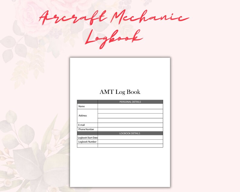 Aircraft Mechanic Logbook, Aircraft Mechanic Gift, Aviation Book ...