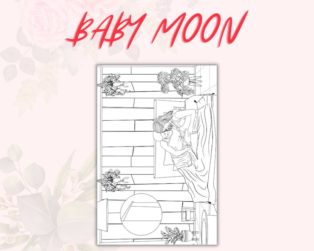 BABYMOON Coloring Pages- 20 Pages, Pregnant Maternity Coloring Activity ...