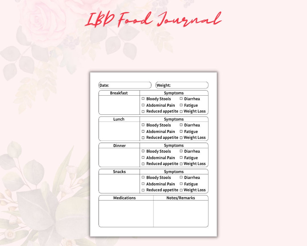 IBD Journal, Food Journal, Food Journal Printable, Food Journal Planner ...