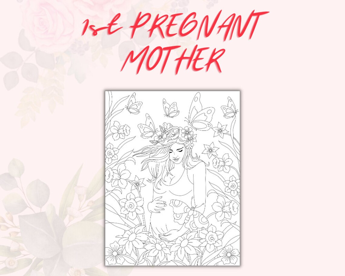 1st-pregnant MOTHER Coloring Page, Pregnant Maternity Coloring Activity ...