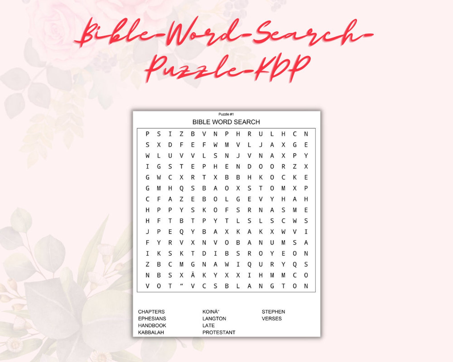 Bible Word Search Book, Bible Crossword Puzzle, Bible Word Finding ...