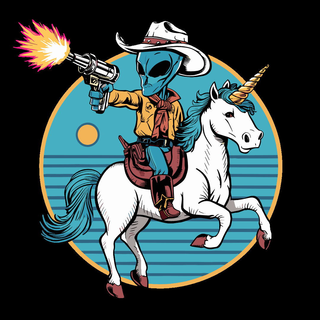 Alien Cowboy Riding a Unicorn Digital PNG, Funny Outer Space SVG ...