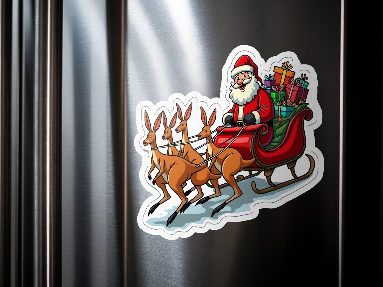 Australian Santa Claus Sticker Sleigh With Kangaroo, Funny Aussie ...