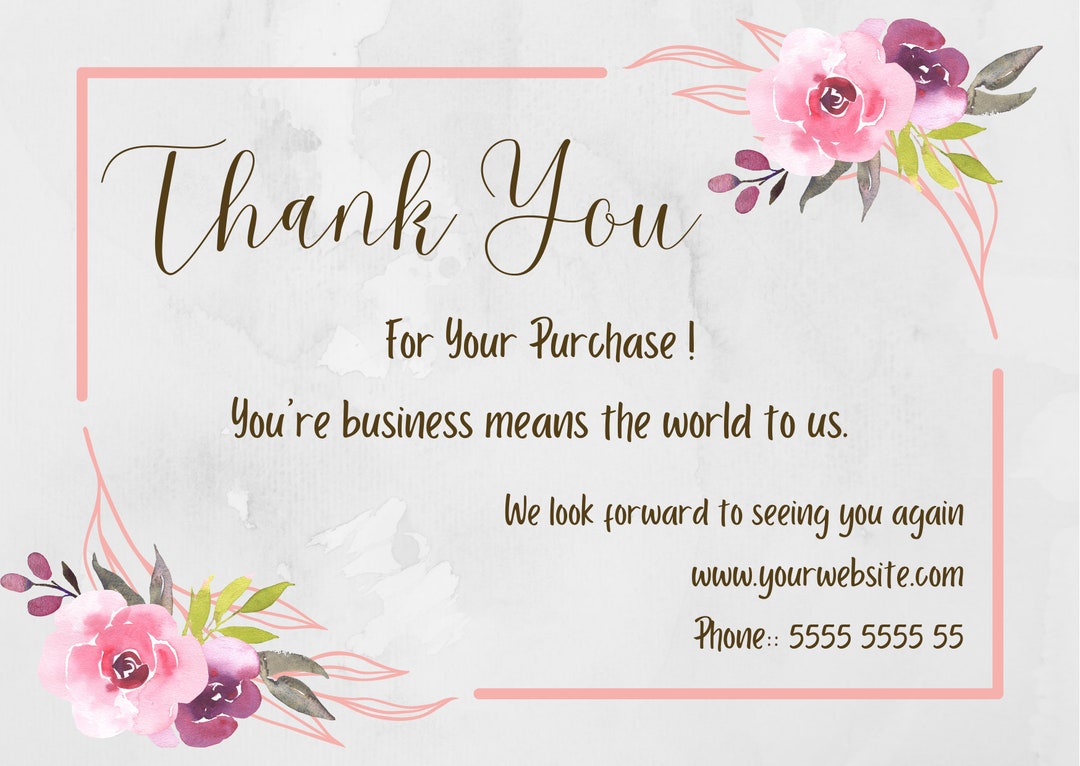 Thank You Cards Printable or Digital Template, Thank You for Your Order ...