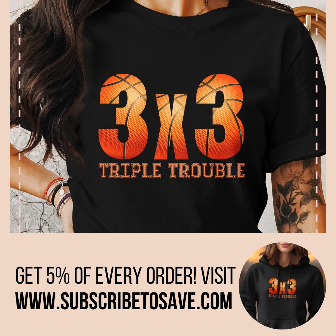 3x3 Triple Trouble T-shirt, Basketball Graphic Tee, Sports Fan Shirt, 3 ...