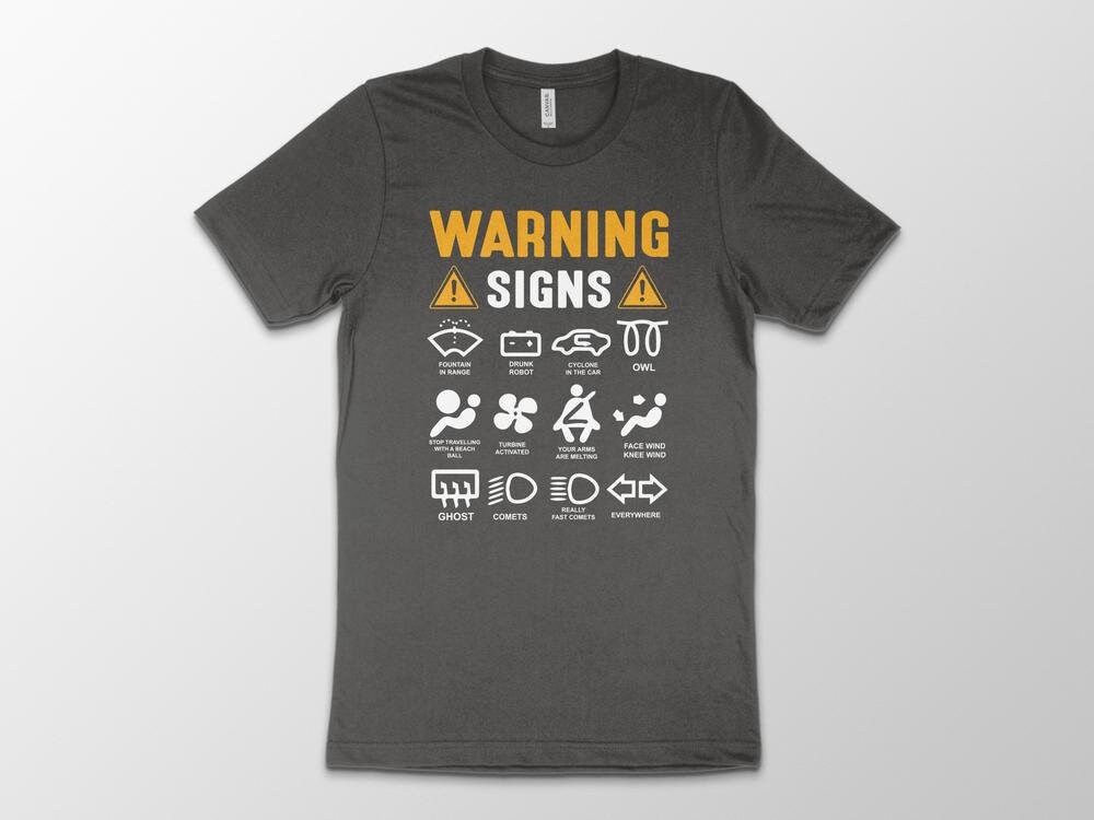 Funny Car Warning Signs Shirt, Funny Dash Icons T-shirt, Car Warning ...