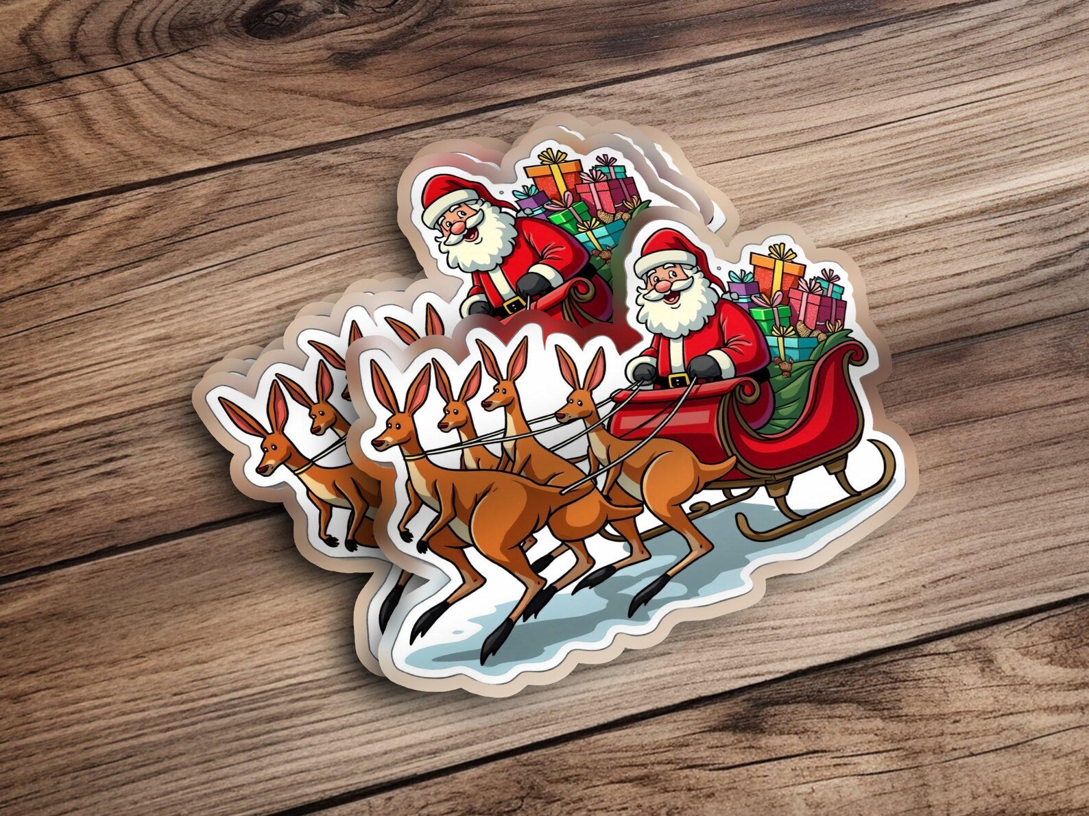 Australian Santa Claus Sticker Sleigh With Kangaroo, Funny Aussie ...
