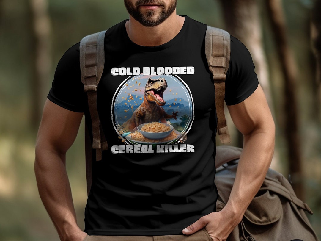 T-rex Cereal Killer T-shirt, Funny Dinosaur Shirt, Breakfast Lover Tee ...