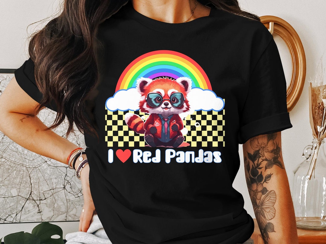 I Heart Red Panda T-shirt, Cute Red Panda Shirt, Rainbow Red Panda ...