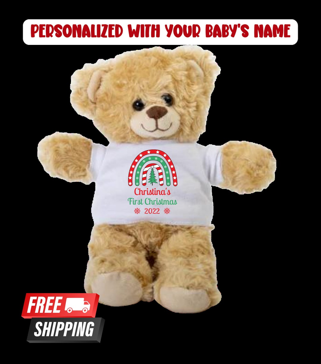 Personalized First Christmas Teddy Bear, Custom Name Display Teddy, 1st ...