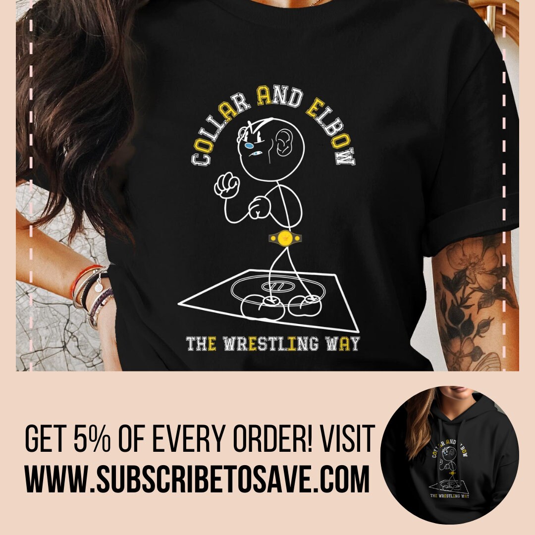 Collar and Elbow Wrestling Cartoon Character Unisex T-shirt, Vintage ...