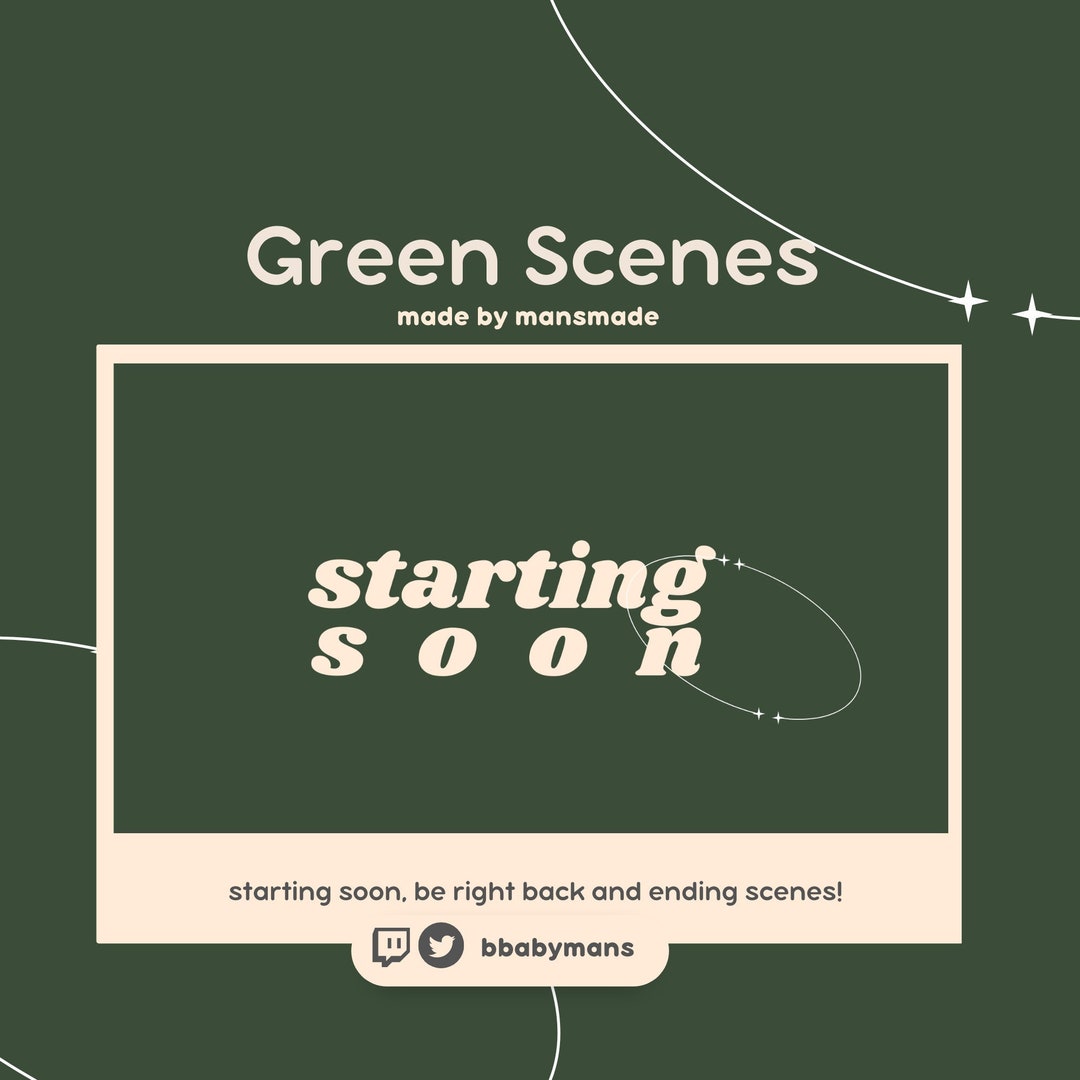 Minimal Green Twitch Scenes - Starting Soon, BRB, Ending and Offline - Etsy