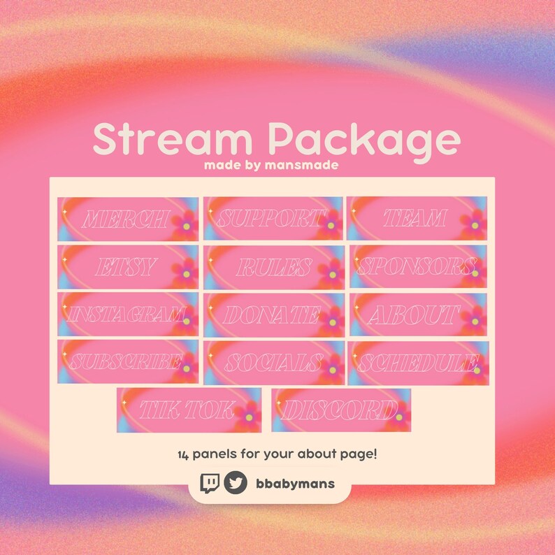 Cute, Gradient Pink Love Stream Package - 14 Panels, Starting, BRB ...