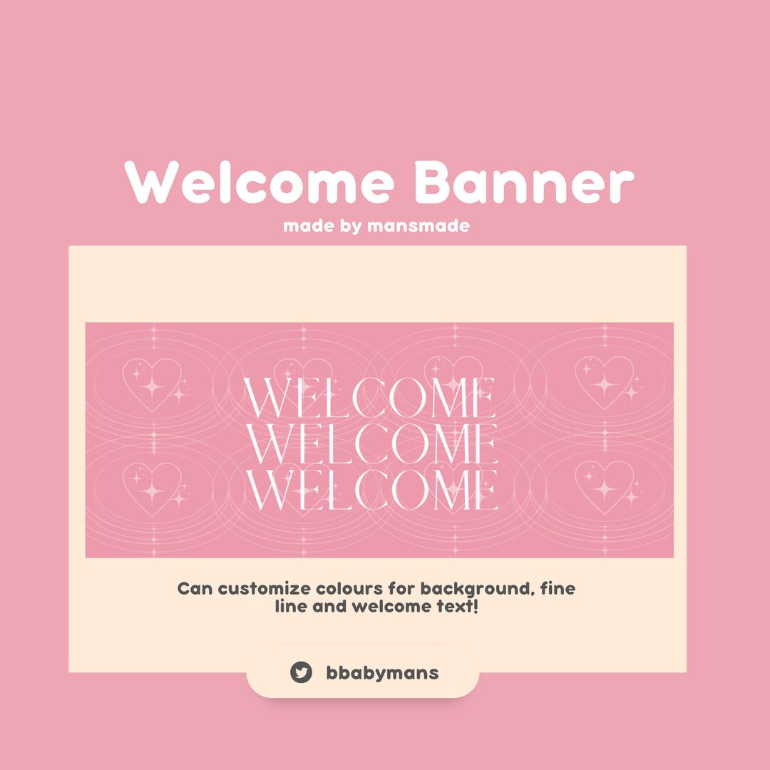 Pale Pink Minimalistic Fine Line - Twitch Banner - Pink and White - Etsy