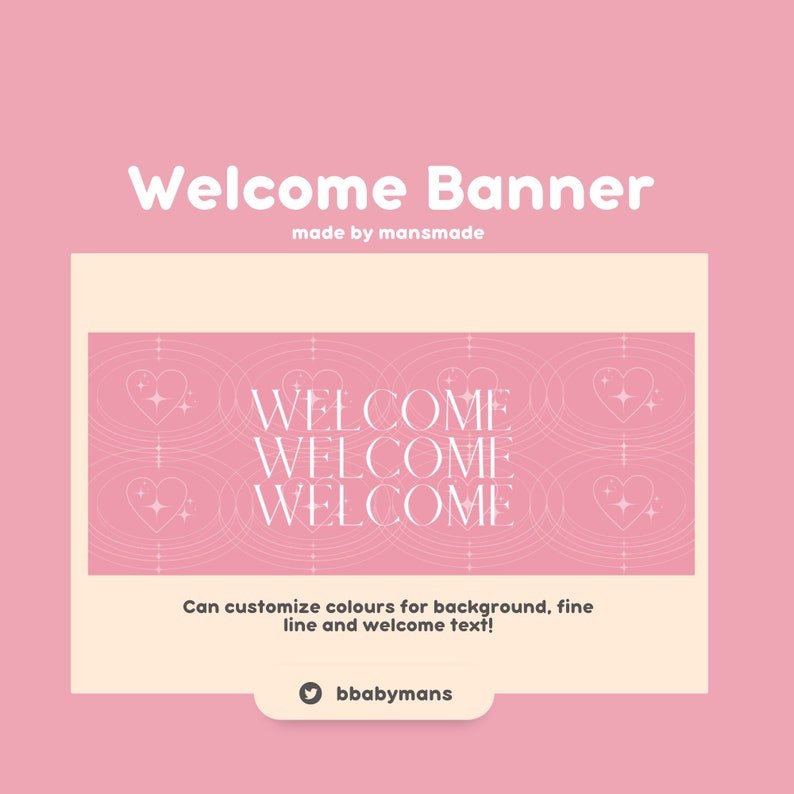 Pale Pink Minimalistic Fine Line - Twitch Banner - Pink and White - Etsy