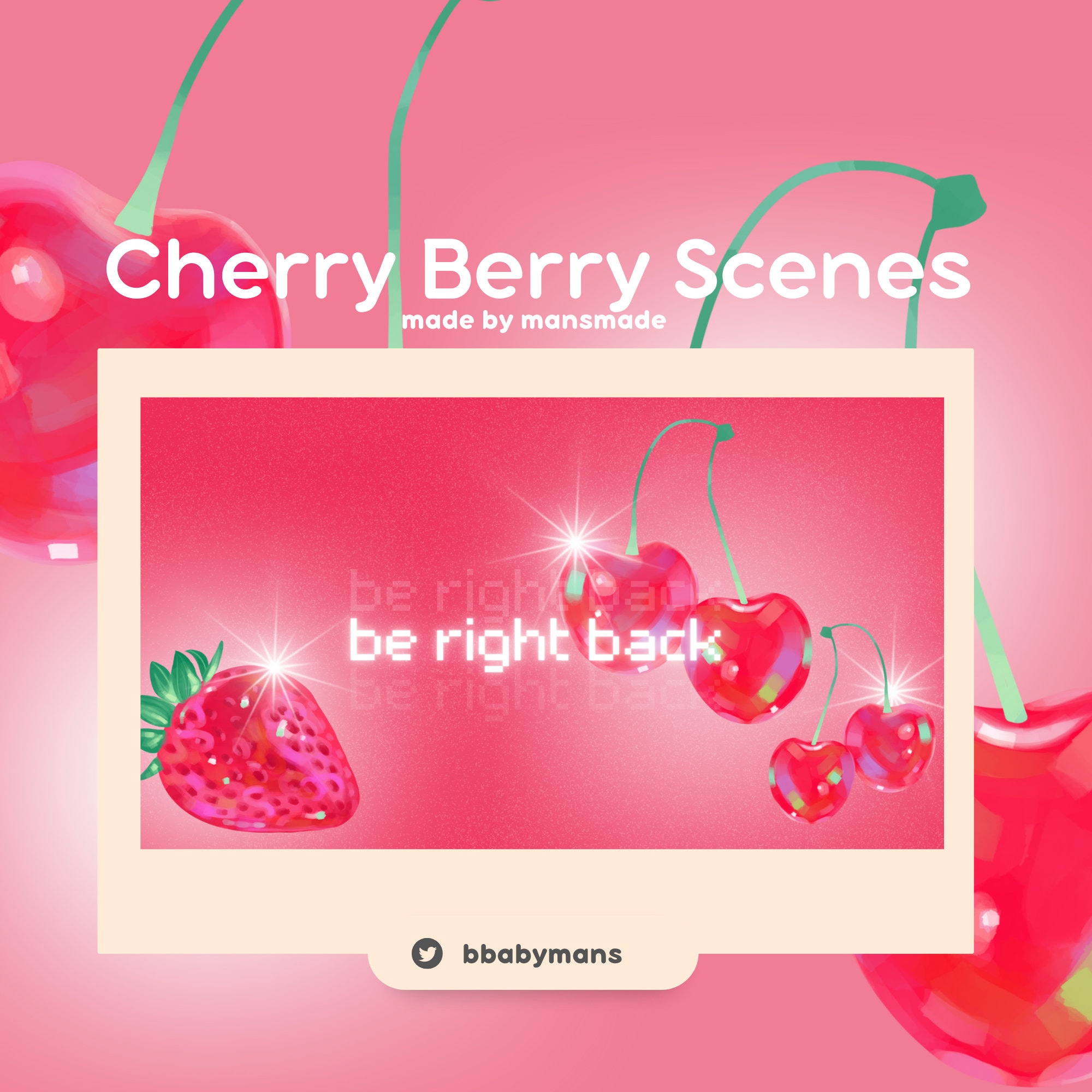 Cherry Berry Pink & Red Twitch Scenes Starting Soon, BRB, Ending and ...