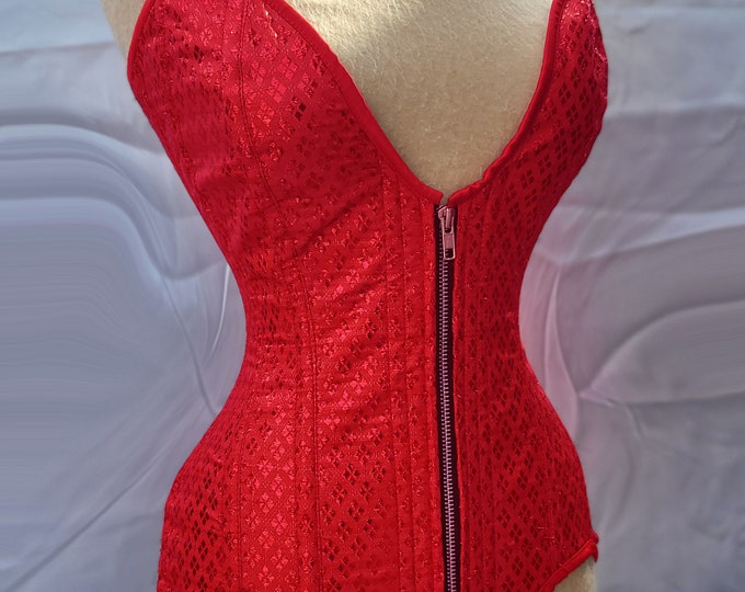 Heavy Duty Costume Mesh Front Zip Steel Boned Mesh Corset , Waist ...