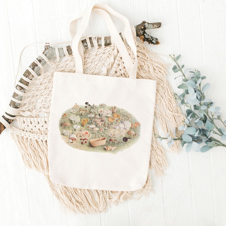 Cottagecore Mushroom Tote Bag Aesthetic Tote Bag Reusable Etsy
