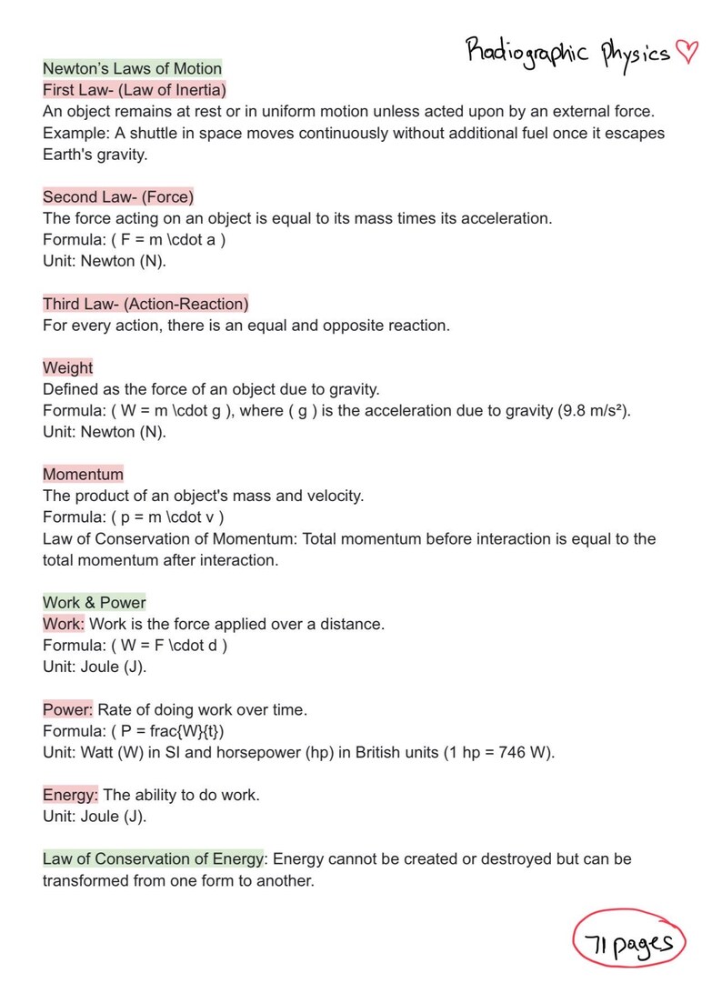 Radiology Physics Study Guide Notes - Etsy