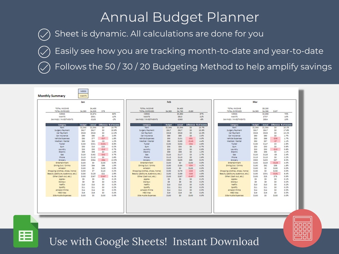 Personal Finance Tracker Budget Template - Etsy