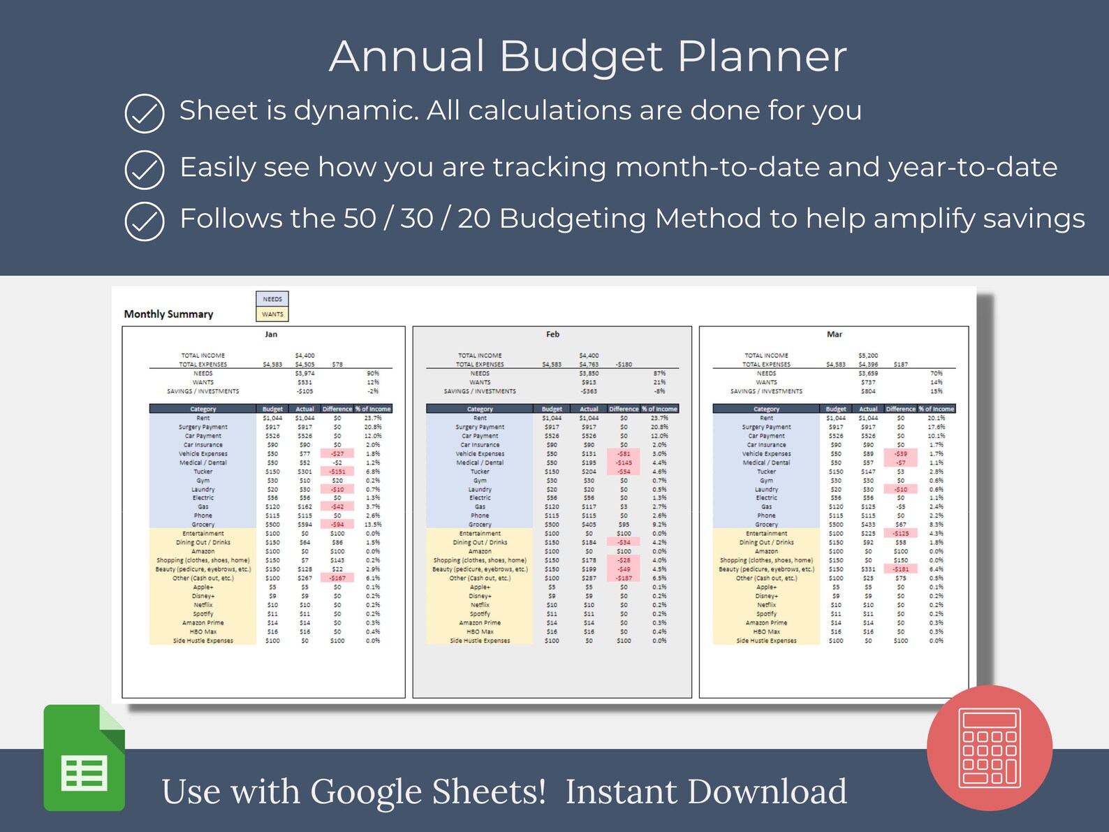 Personal Finance Tracker Budget Template - Etsy