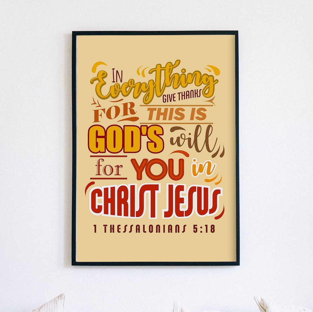 Christian Digital Wall Art Printable, Give Thanks Bible Verse Art ...