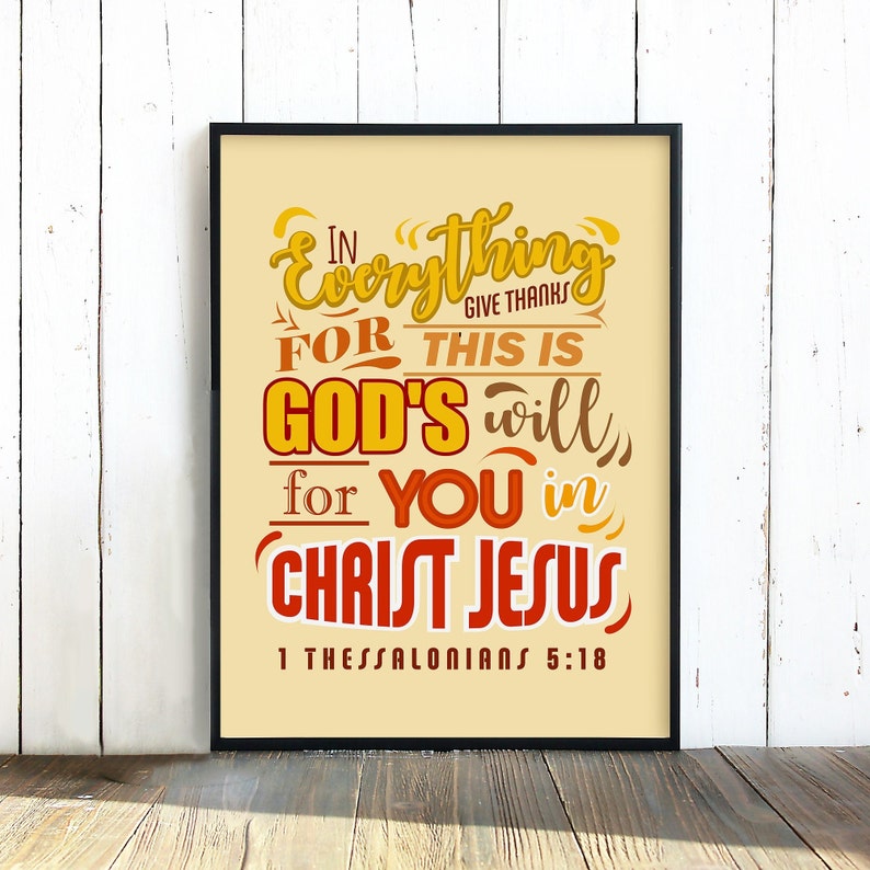 Christian Digital Wall Art Printable, Give Thanks Bible Verse Art ...