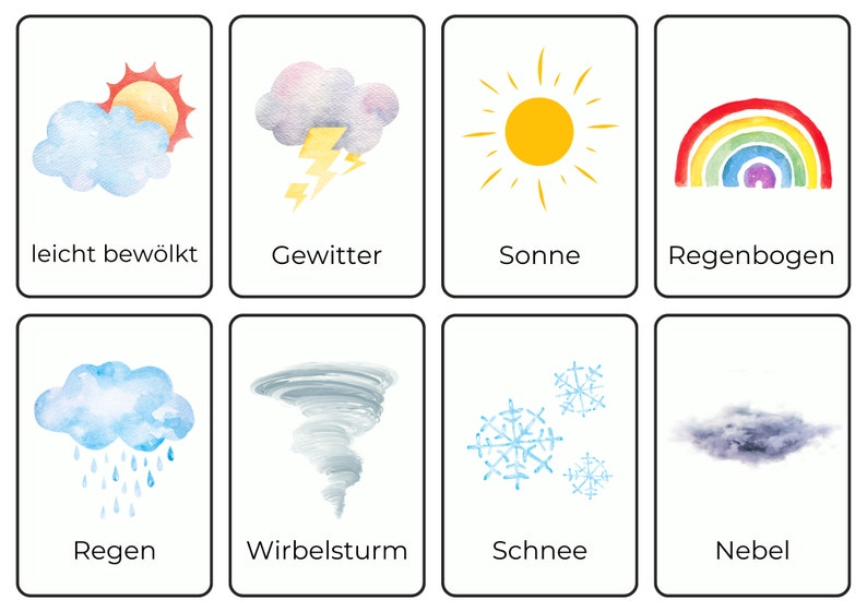 Montessori Lernkarten für Kinder Thema Wetter Digitaler Download - Etsy.de