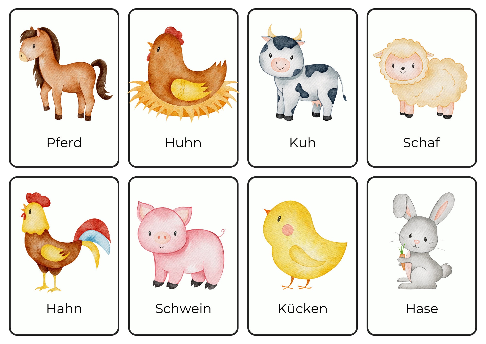 Montessori Flashcards for Children Animals Theme Forest - Etsy