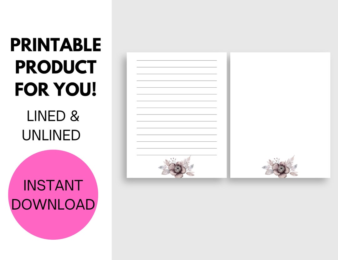 Purple Flower Printable Stationery, Printable Writing Paper With Flower ...