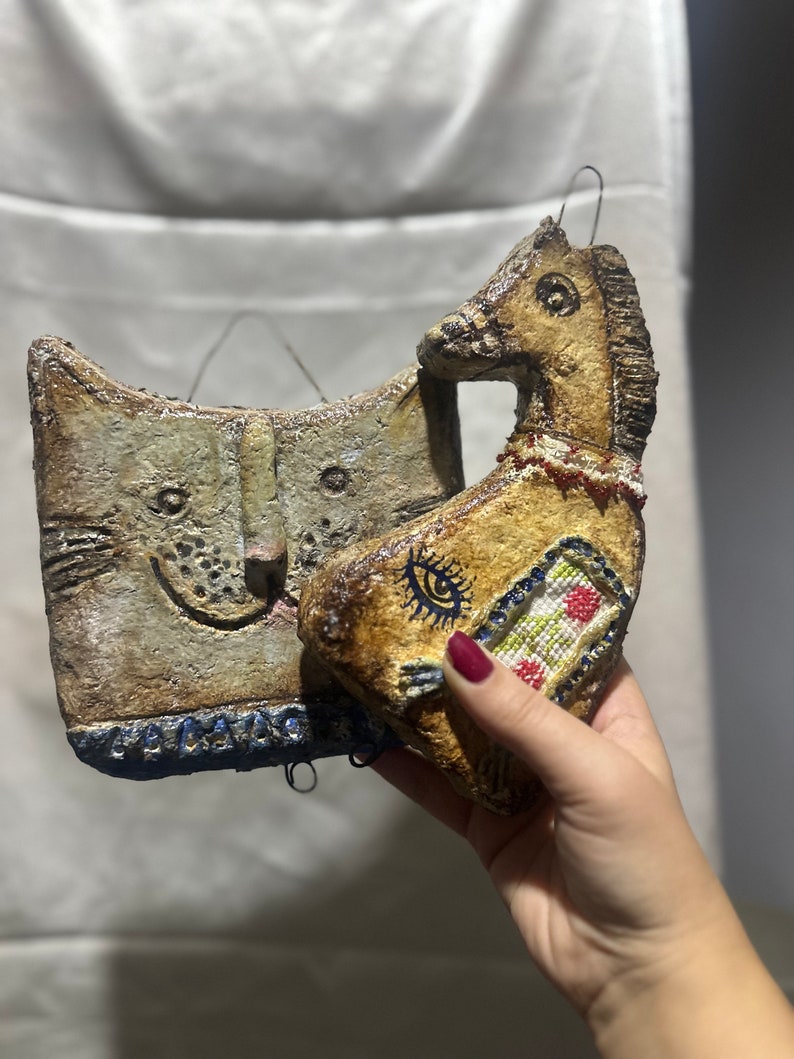 Hanging Horse Paper Mache Wall Decoration ,handmade Animal Figurines ...