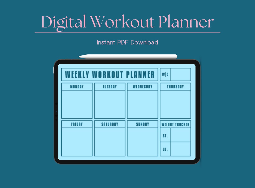 Digital Workout Planner Exercise Plan Gym Planner Health Tracker Weight ...