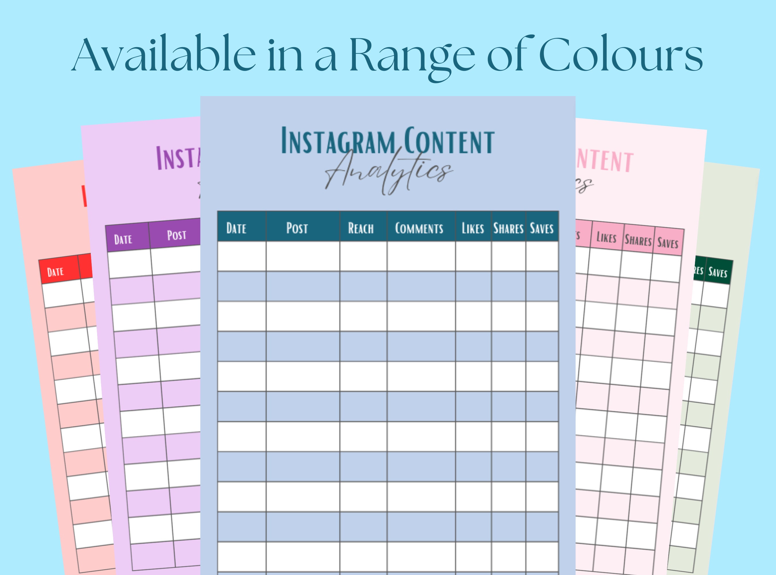 Instagram Analytics Tracker Printable Content Planner Social Media ...