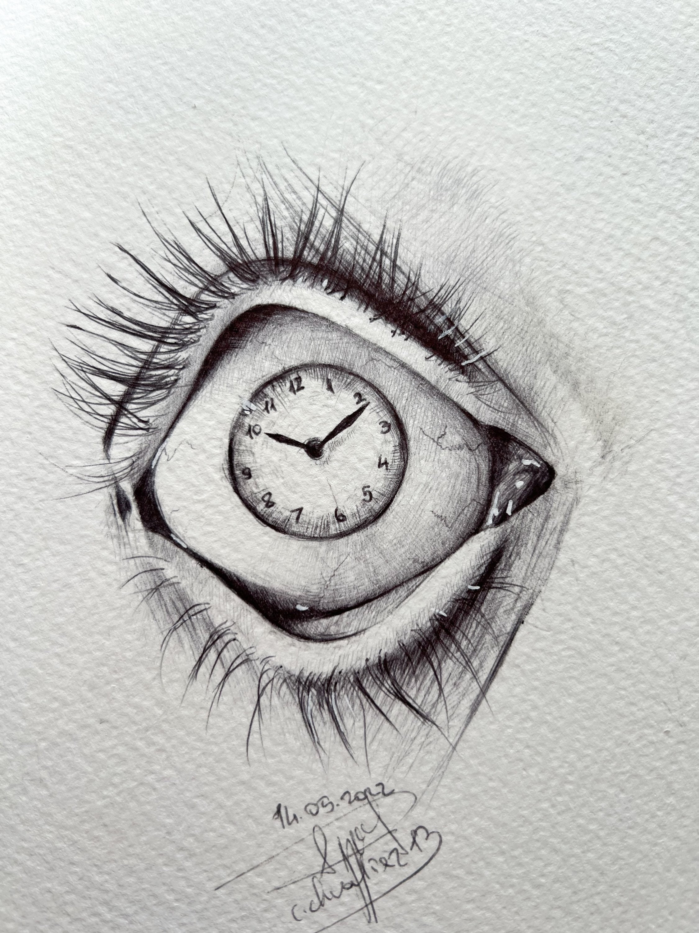 Time Eye ORIGINAL Drawing Abstract Eye Drawing - Etsy