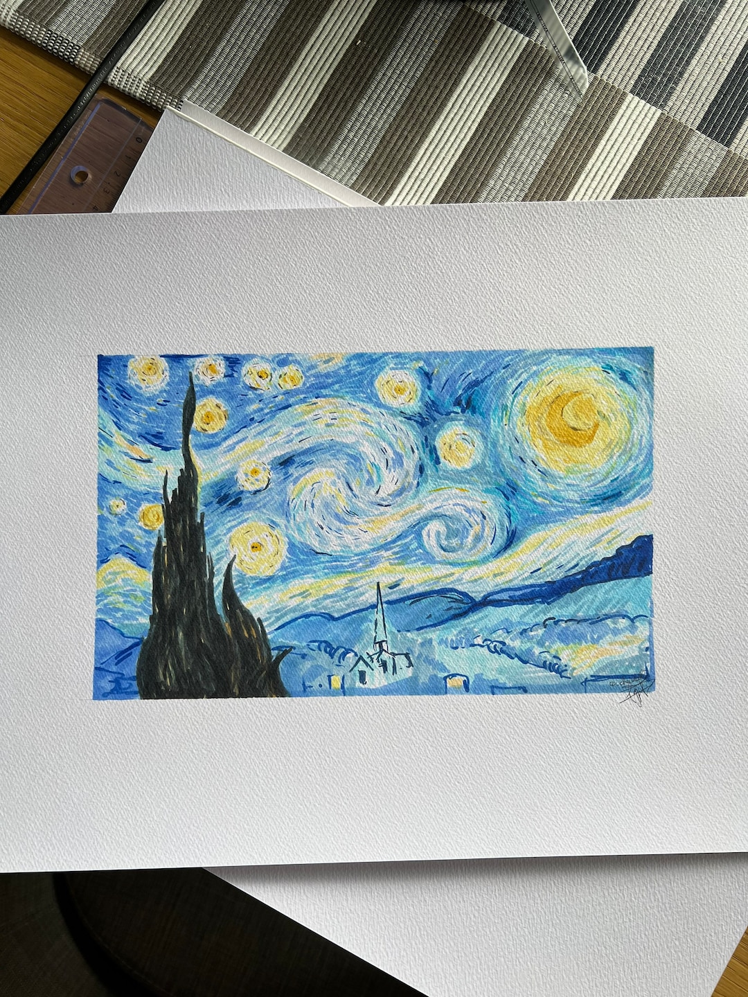 Starry Night Marker Drawing Van Gogh Inspiration Classic - Etsy