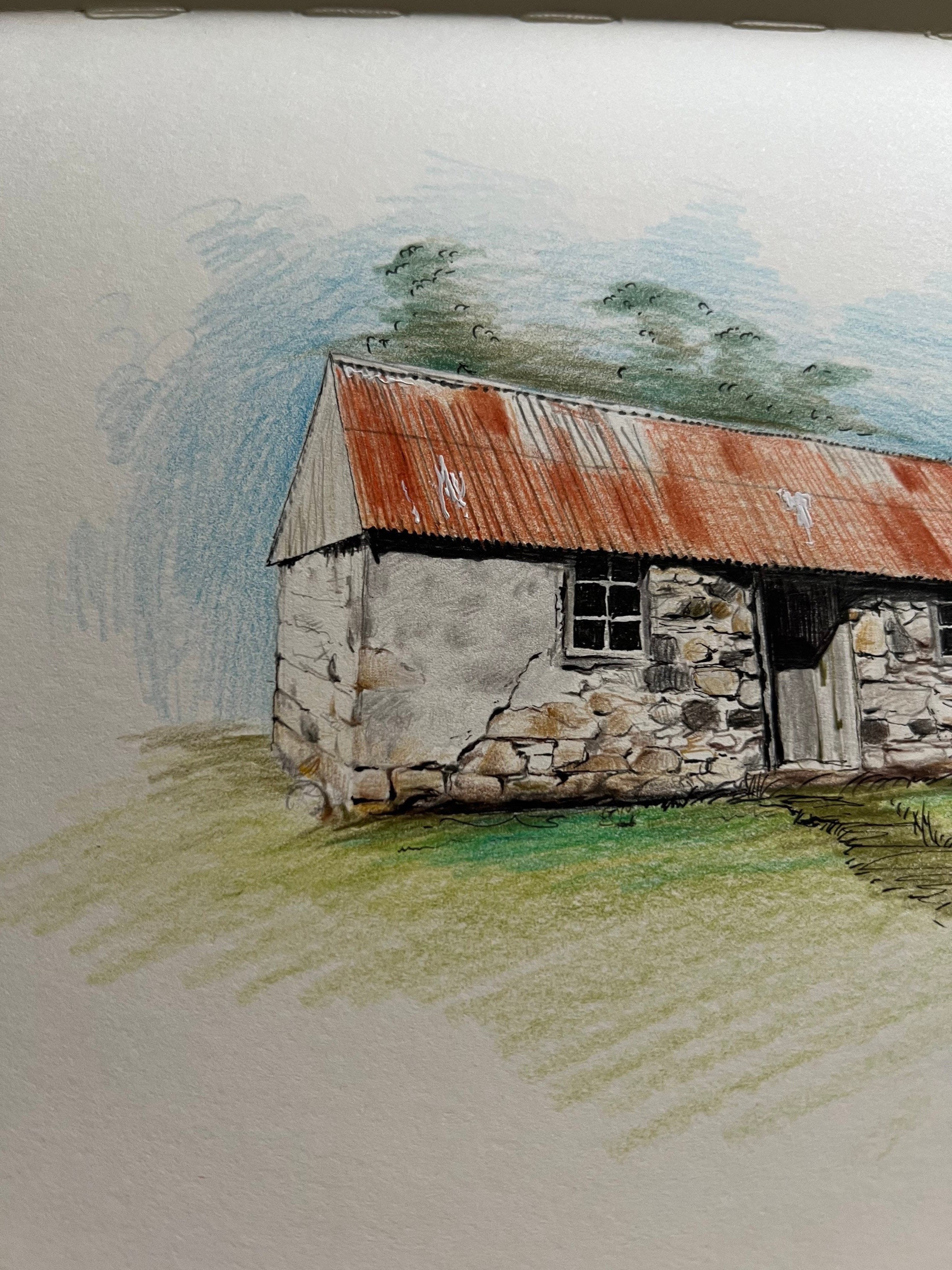 The Old Cottage ORIGINAL Drawing Sketch of House Pencil Art of Home ...