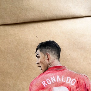Cristiano Ronaldo Dessin ORIGINAL Dessin Au Crayon Croquis De Football ...