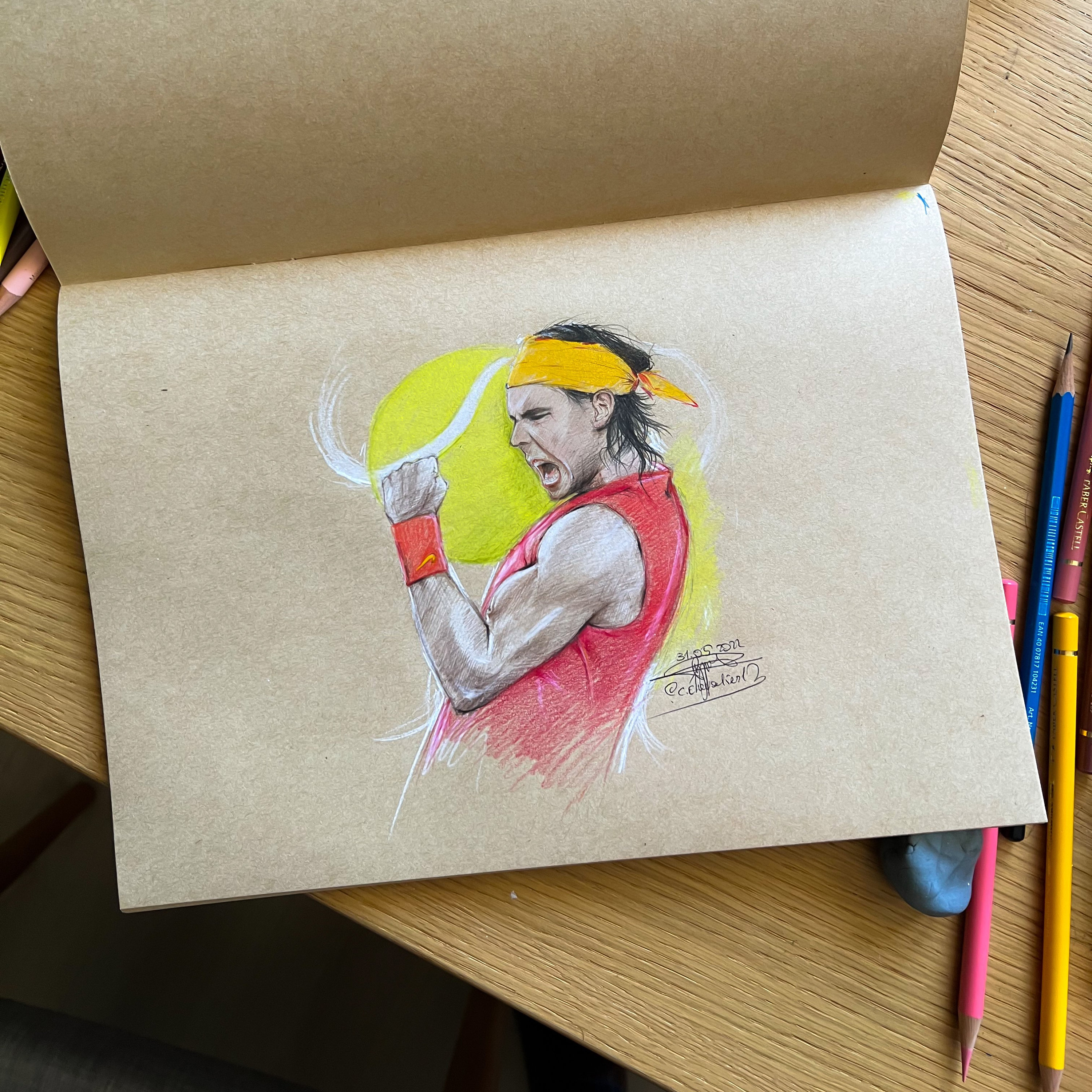 Rafael Nadal Dessin ORIGINAL Papier Kraft A4 - Etsy
