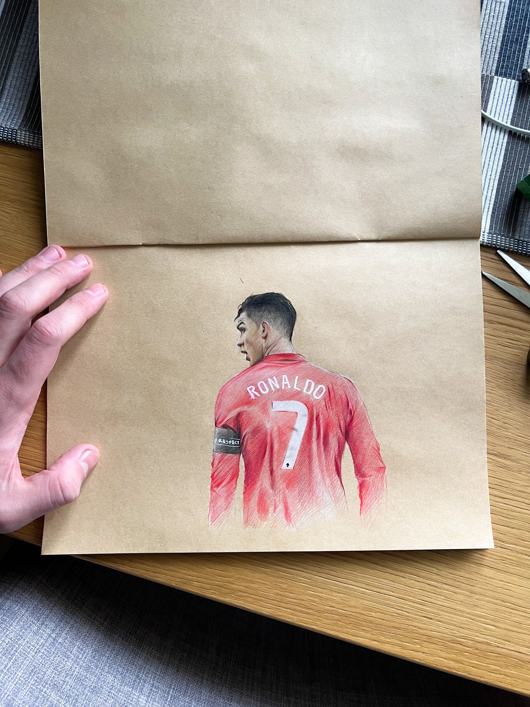 Cristiano Ronaldo Dessin ORIGINAL Dessin Au Crayon Croquis De Football ...